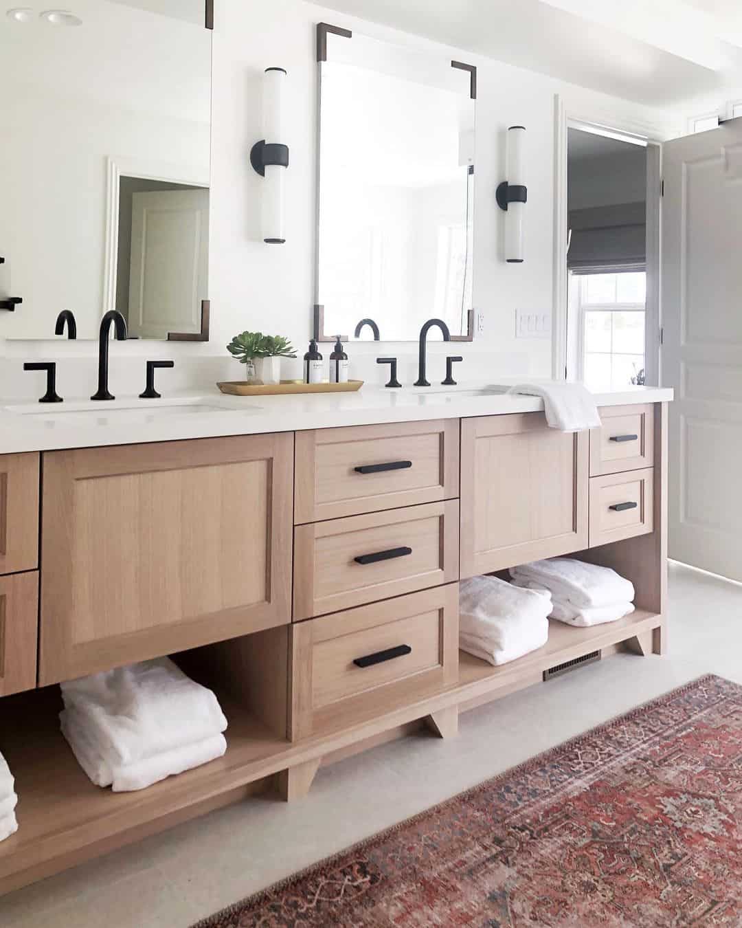 30 Wood Double Vanity Ideas for a Pretty and Purposeful Bathroom
