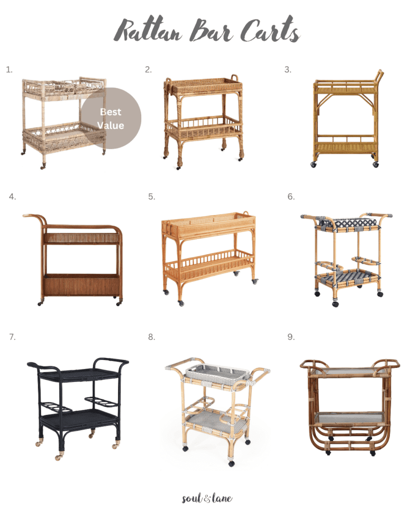 9 Beautiful Rattan Bar Carts to Accessorize Your Home